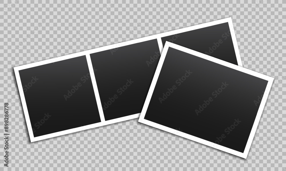 Vector empty photo frames with shadow isolated on transparent ...