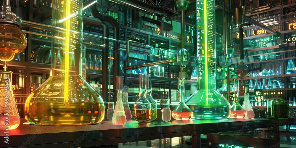 Quantum Leap: A futuristic laboratory filled with beakers, test tubes ...
