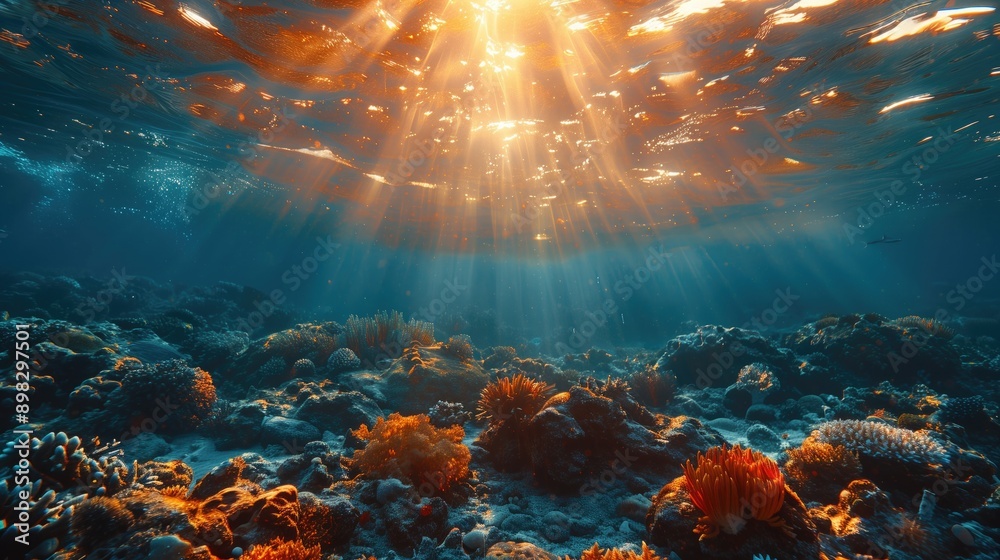 Ocean Heat: An underwater view showing marine life struggling as the ...
