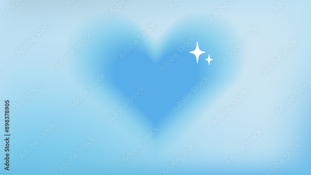 Blue y2k heart bg. Abstract aura love minimal background with sparkle ...