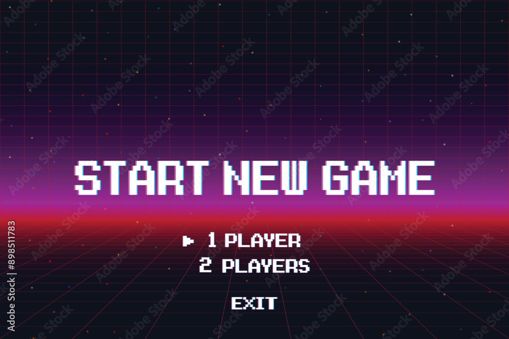 START NEW GAME. play. pixel art .8 bit game. retro game. for game assets .Retro Futurism Sci-Fi ...