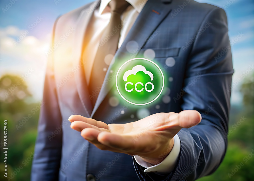 Carbon footprint concept. hand holding carbon reduction. Net zero and ...