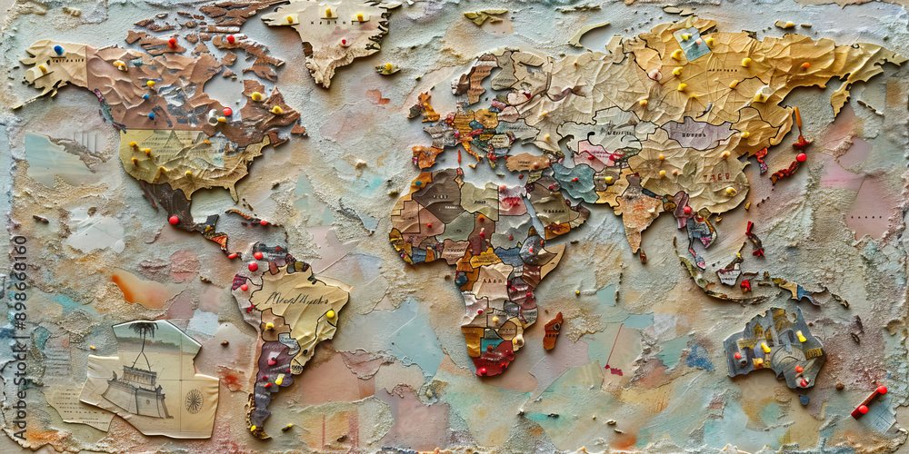 Map of Human Knowledge: An expansive wall map, dotted with pushpins ...