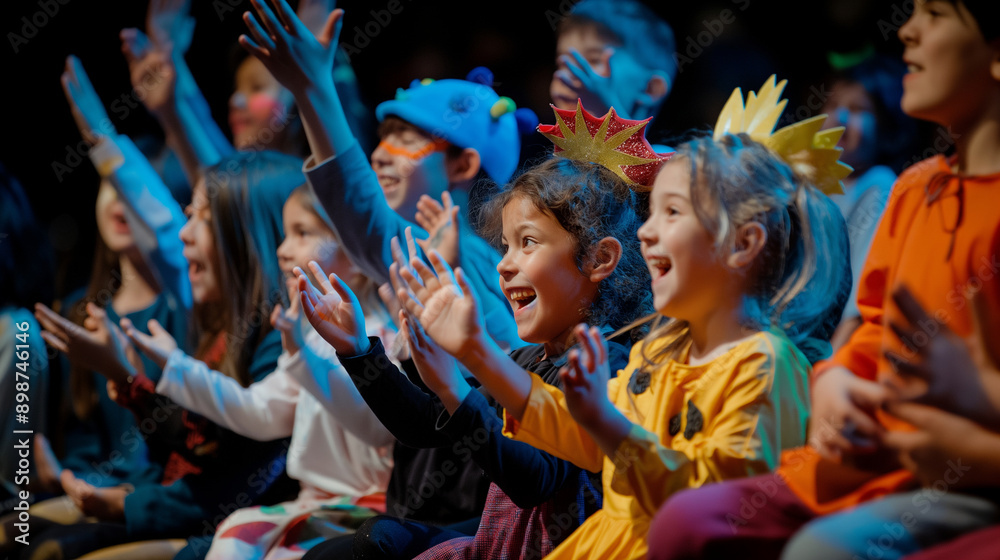 Kids showcasing their homemade costumes on a makeshift stage, the ...