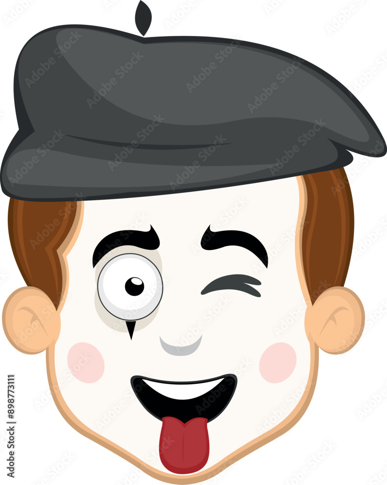 vector illustration face character of street artist mime cartoon with a ...