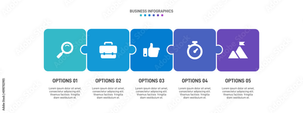 Horizontal progress bar featuring 5 arrow-shaped elements, symbolizing ...