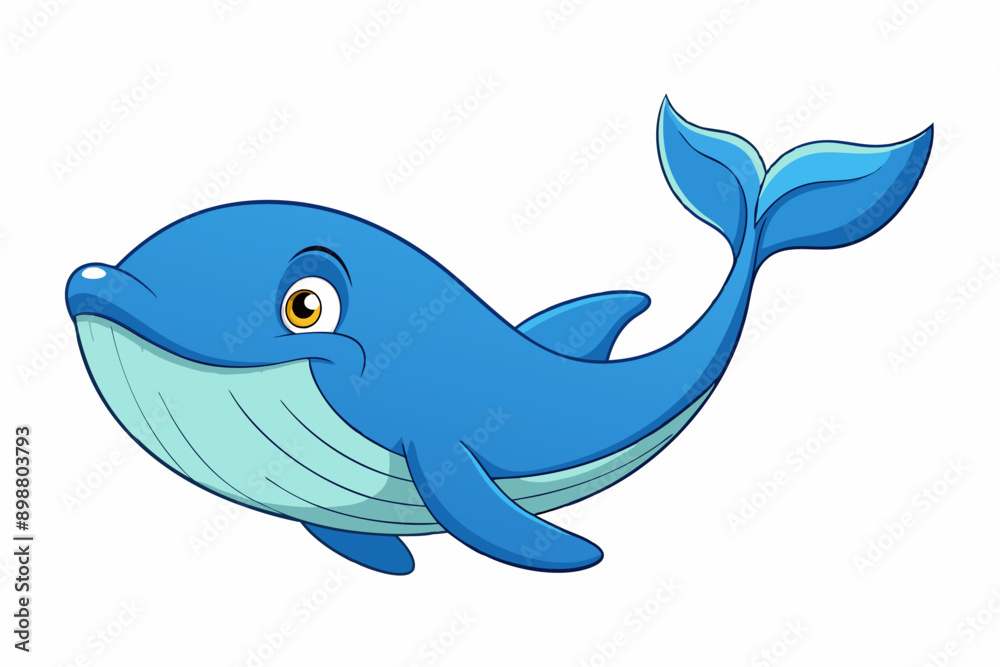 Funny Whale Vector Illustration, Cartoon Clipart And Line Art Design, Funny whale vector ...