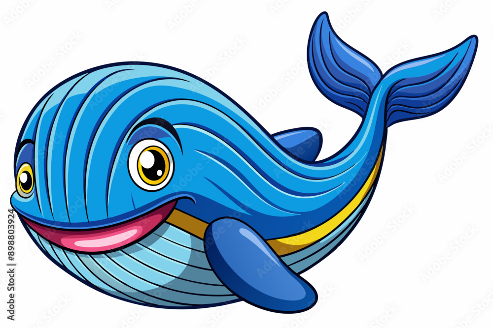 Funny Whale Vector Illustration, Cartoon Clipart And Line Art Design, Funny whale vector ...