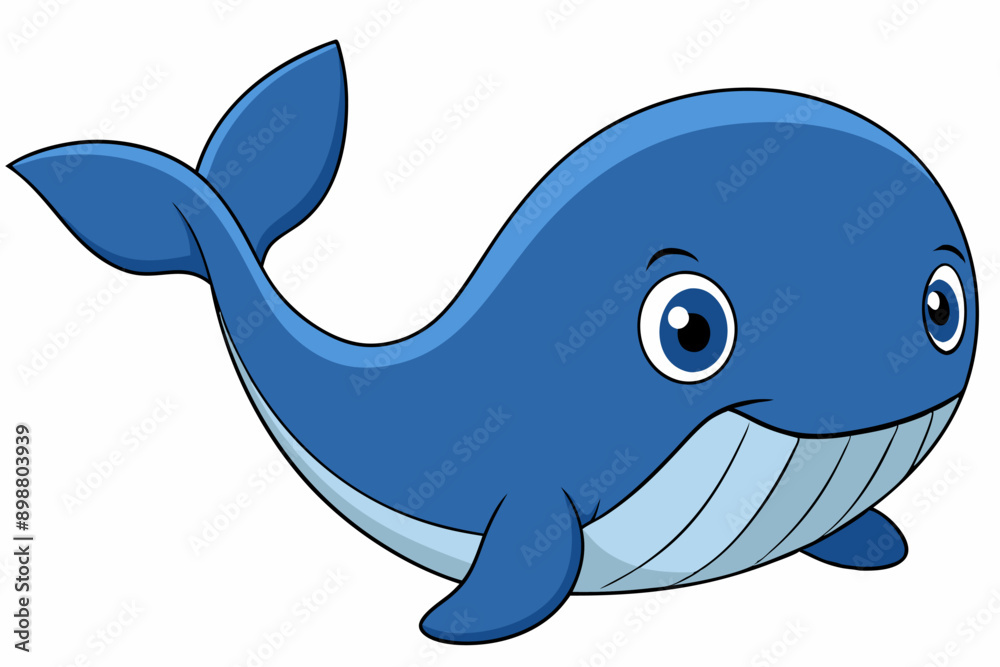 Funny Whale Vector Illustration, Cartoon Clipart And Line Art Design ...