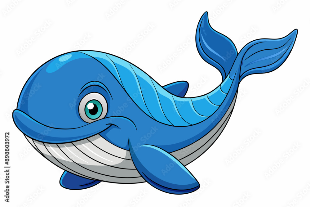 Funny Whale Vector Illustration, Cartoon Clipart And Line Art Design ...