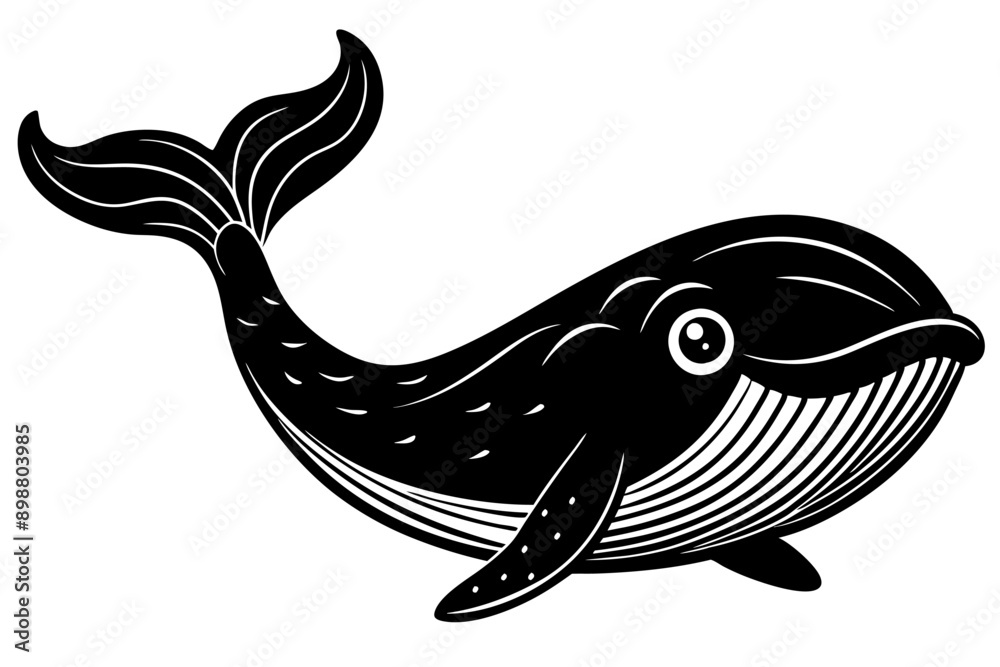Funny Whale Vector Illustration, Cartoon Clipart And Line Art Design, Funny whale vector ...