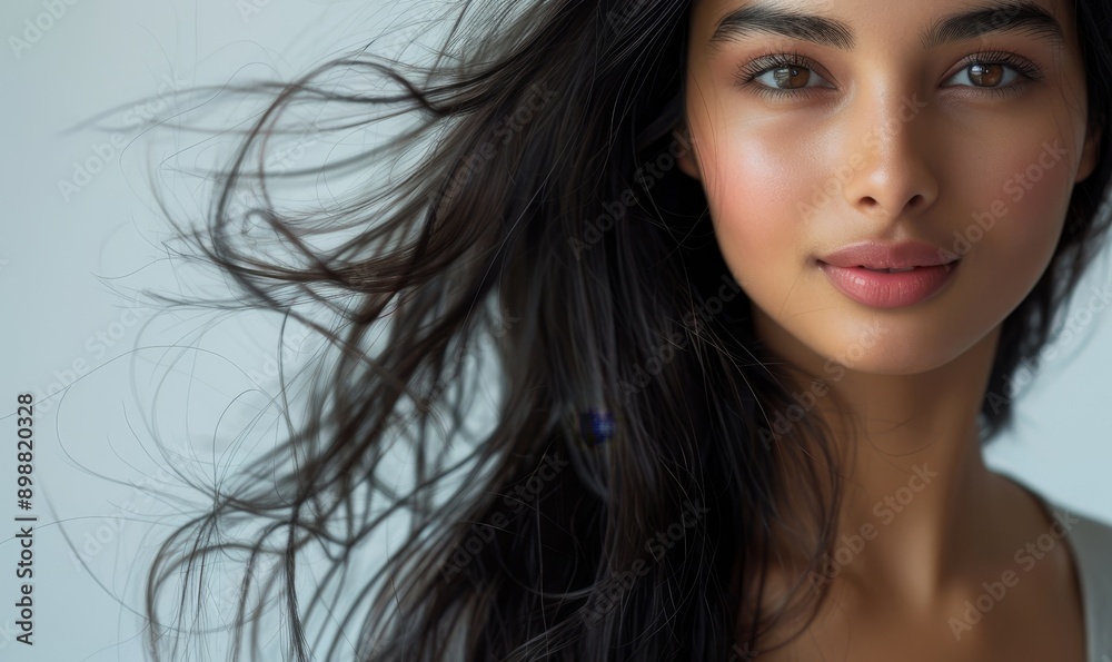 closeup photo portrait of a beautiful young asian indian female model ...