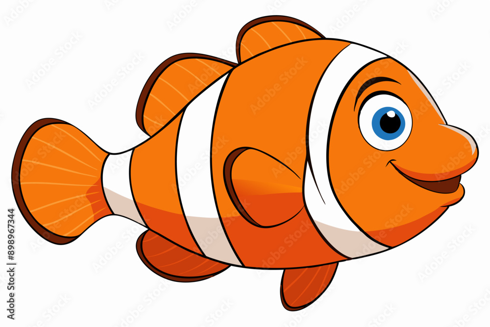Funny Clownfish Vector Illustration Cartoon Clipart And Line Art Design ...