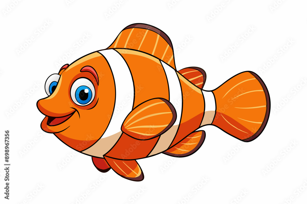 Funny Clownfish Vector Illustration Cartoon Clipart And Line Art Design ...