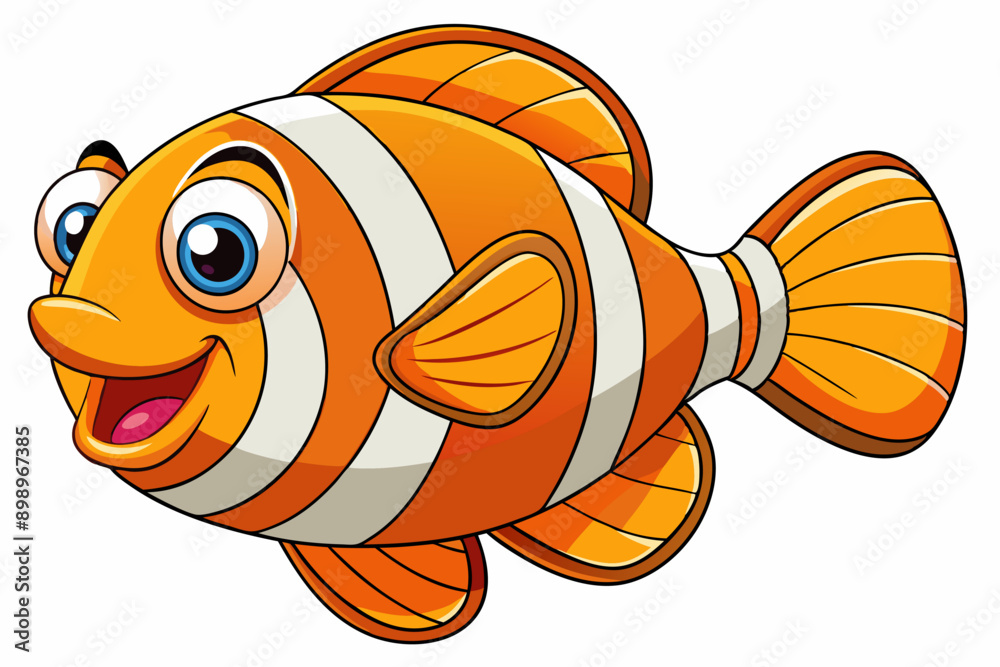 Funny Clownfish Vector Illustration Cartoon Clipart And Line Art Design ...