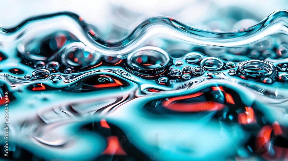 Light refraction in oil and water mixture, aqua, optical phenomena ...