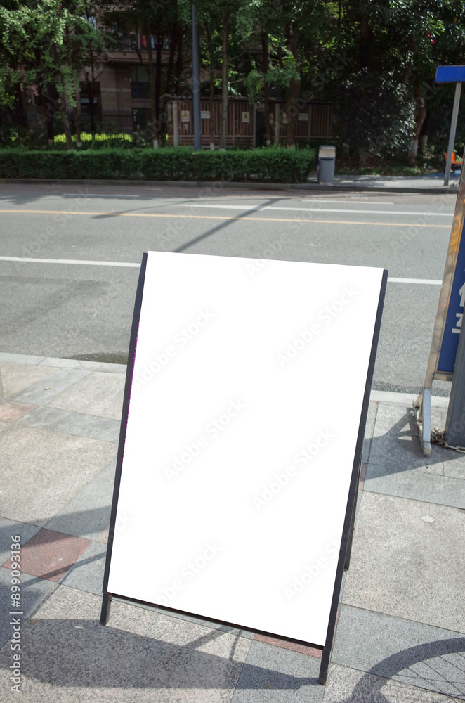 Blank white outdoor advertising stand or sandwich board mock up ...