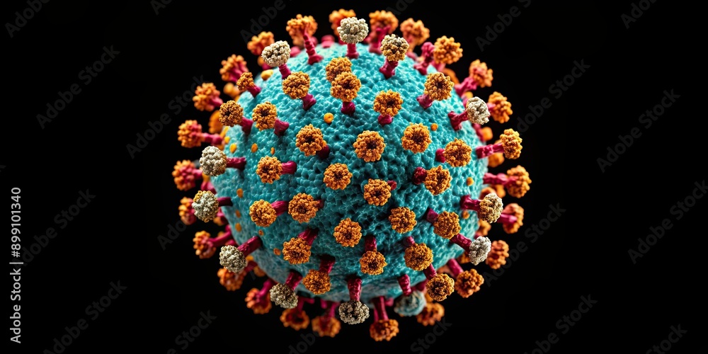 Helical virus structure of Tobacco mosaic virus in on black background ...