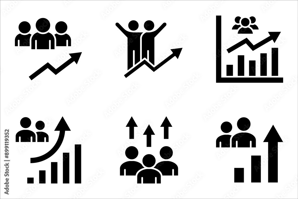 population growth icon set, increase social development, global demography, vector illustration ...