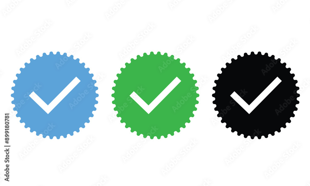 Approved symbol, Profile verification check marks icon, Sign sticker ok ...