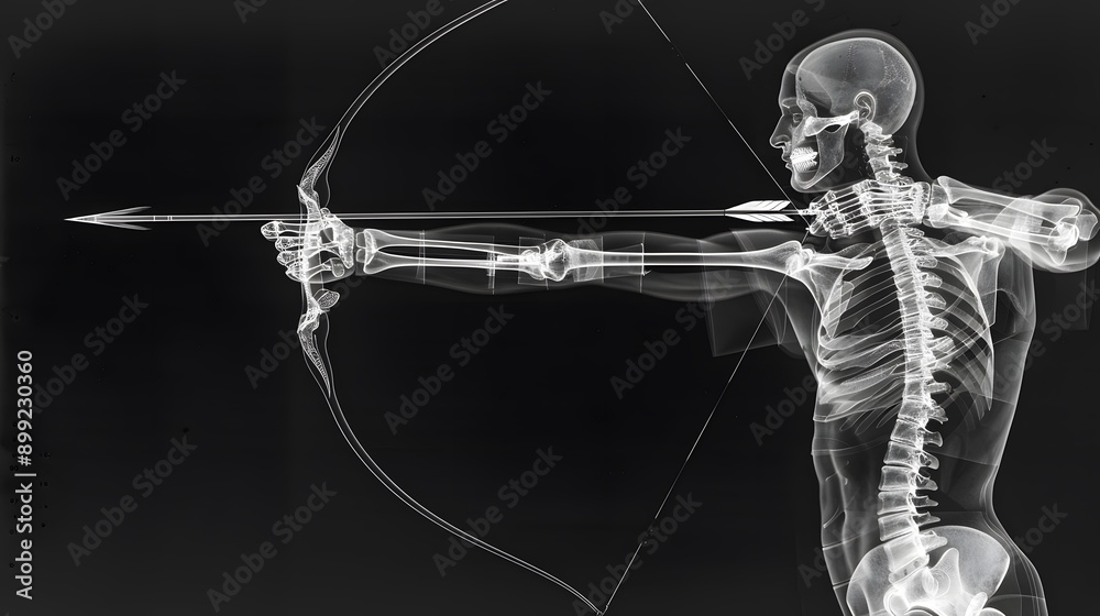 X-Ray of an Archer Drawing a Bow: An x-ray image of an archer’s arm and ...