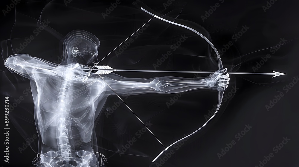 X-Ray of an Archer Drawing a Bow: An x-ray image of an archer’s arm and ...