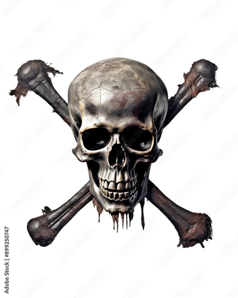 Realistic skull and crossbones symbol, isolated with detailed . Perfect ...