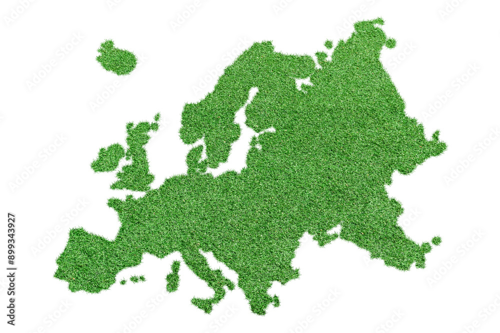 Map of Europe made from green grass isolated on transparent background ...
