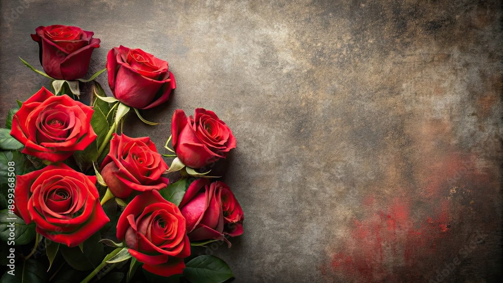 Red roses blooming vibrantly on elegant background with texture, red ...