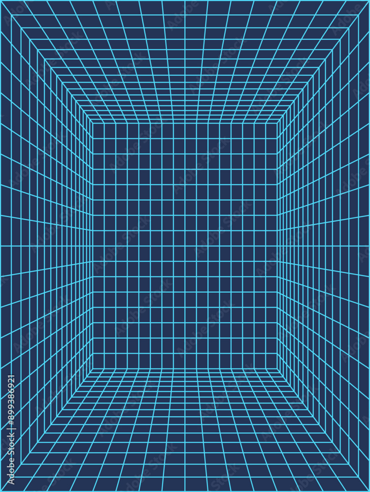 Cyber tech 3d wireframe tunnel, futuristic geometry mesh form symbol ...