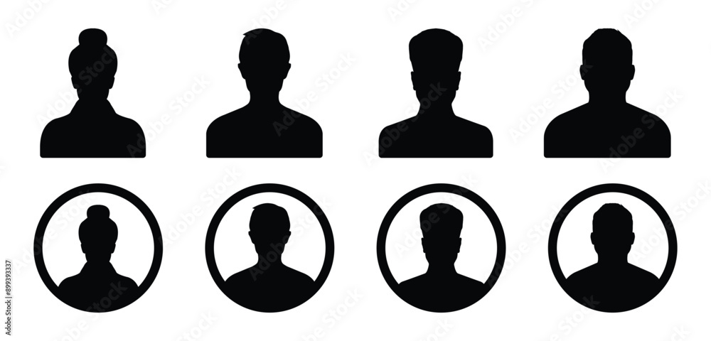 Anonymous user portrait vector illustrations in a flat design style ...
