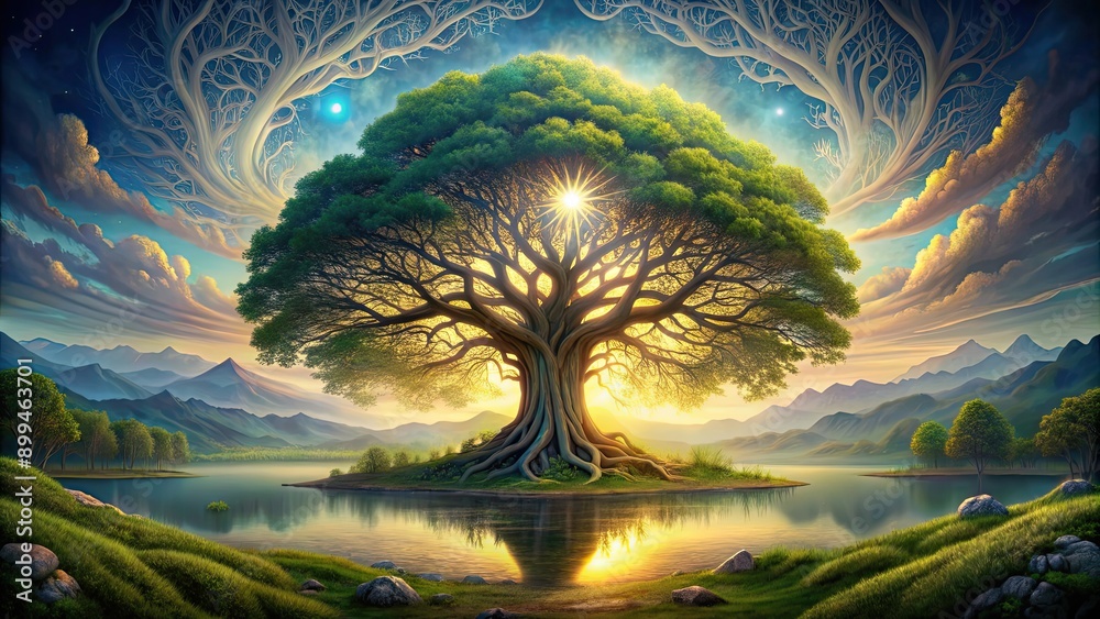 Ancient and majestic depiction of Yggdrasil, the Norse World Tree ...