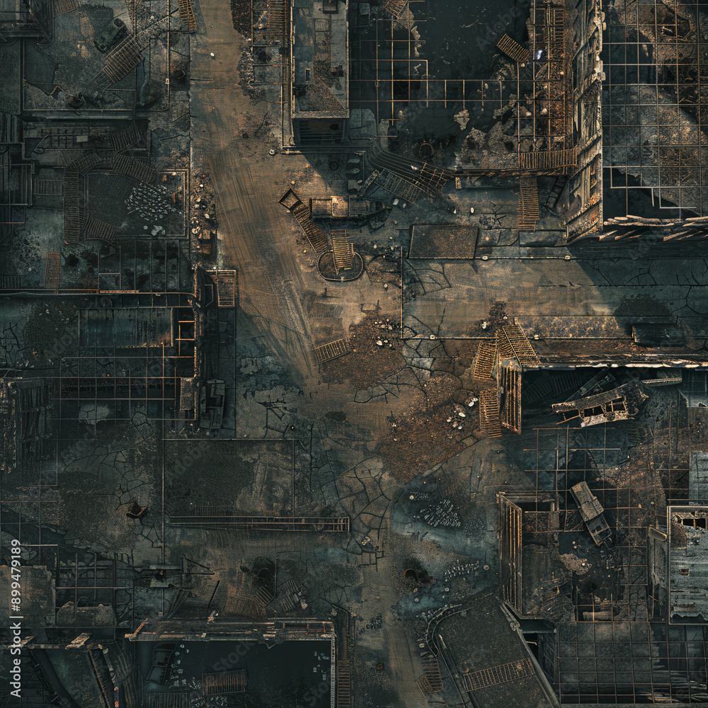 Ilustração Post Apocalyptic Top view Battle Map for RPG ,Map for ...