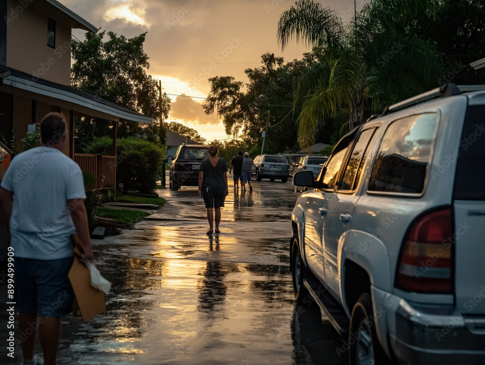 People evacuating their homes before the hurricane hits, packing their ...