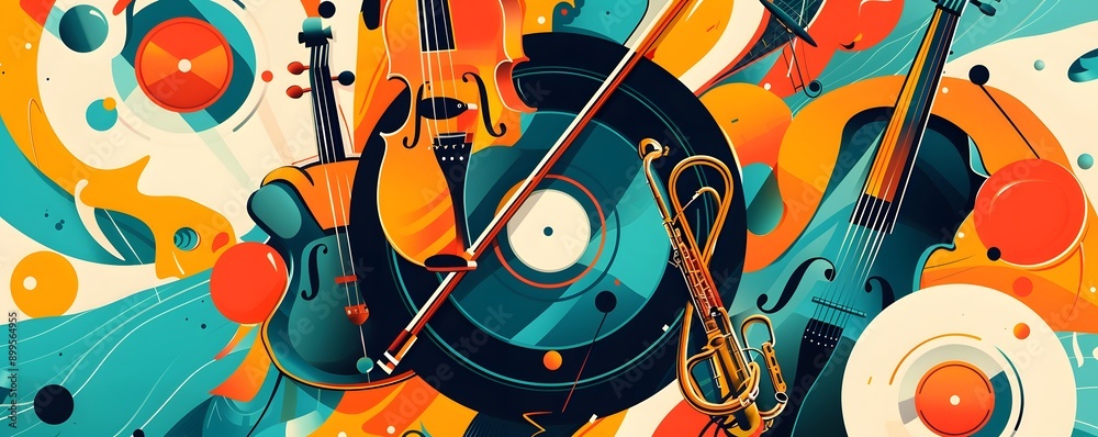 flat music instruments background concept. Vector illustrator Stock ...