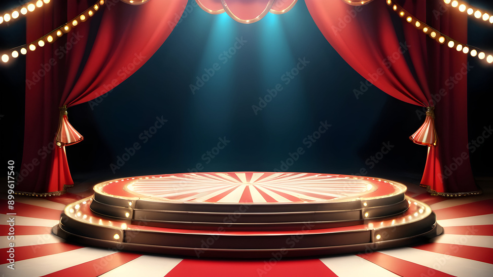 Circus platform stage podium tent theater arena sign vintage spotlight ...