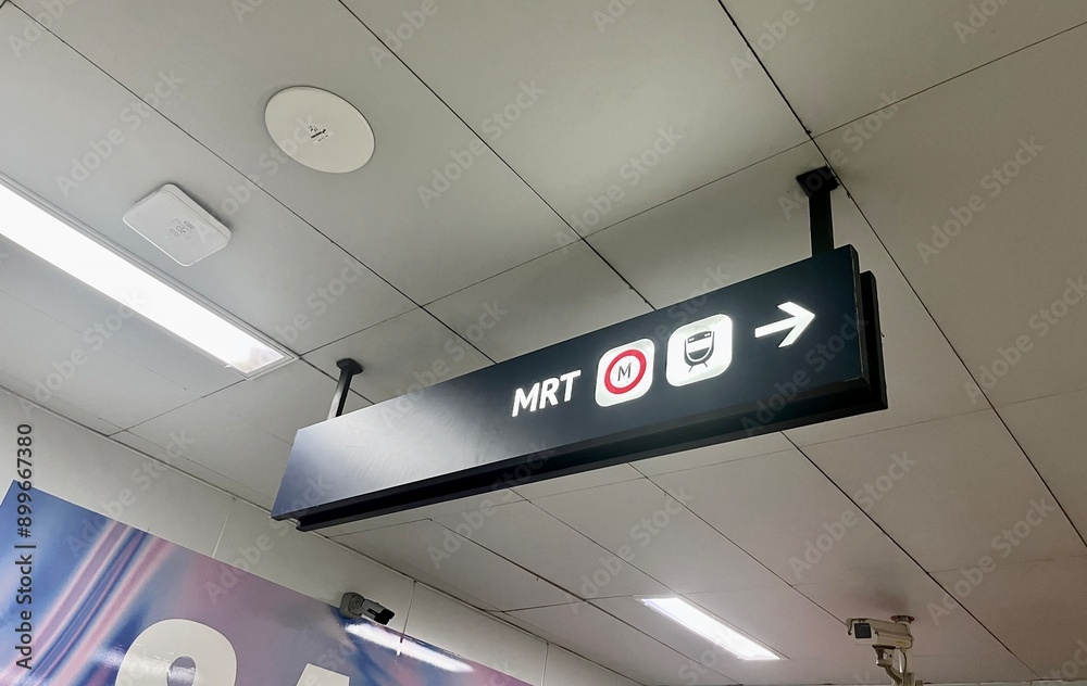 Jakarta, Indonesia - July 27th, 2024 - Way to MRT direction signage ...