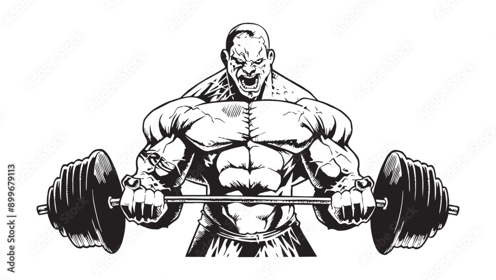 Vektor Exciting Heavy Bodybuilder Weight Lifter with Weight Posing ...