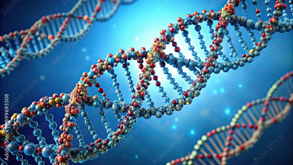 Double helix structure of DNA with base pairs and sugar phosphate ...