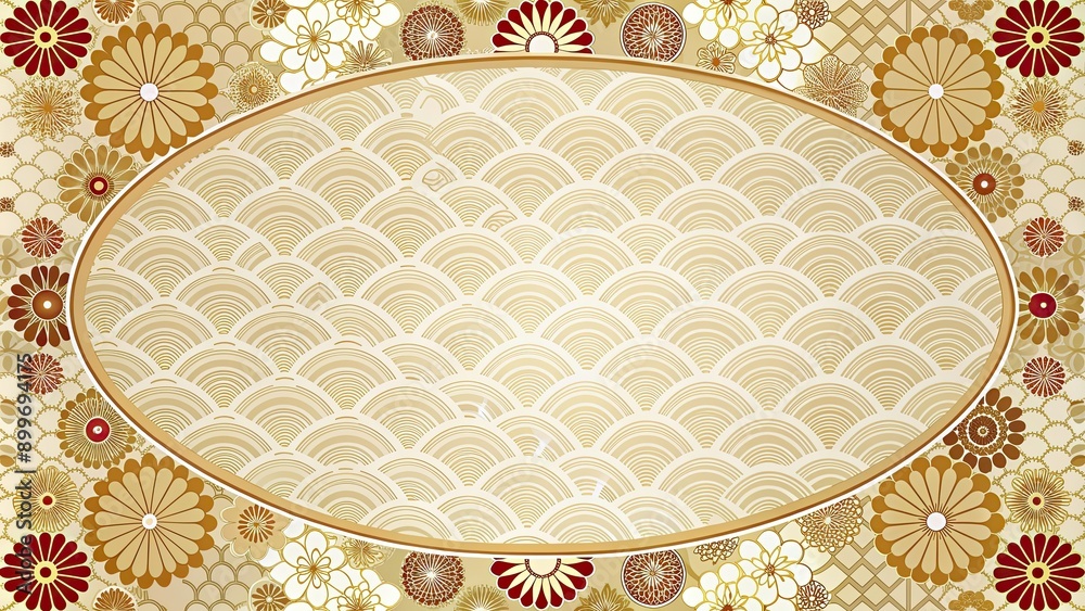 Elegant card background with a beautiful Japanese pattern border ...