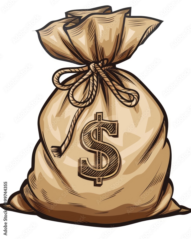 Money Bag Clipart. Dollar Currency Signs Symbol for Business Finance ...