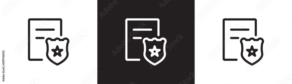 Police report linear icon. Filled penalty icon, violation letter ...
