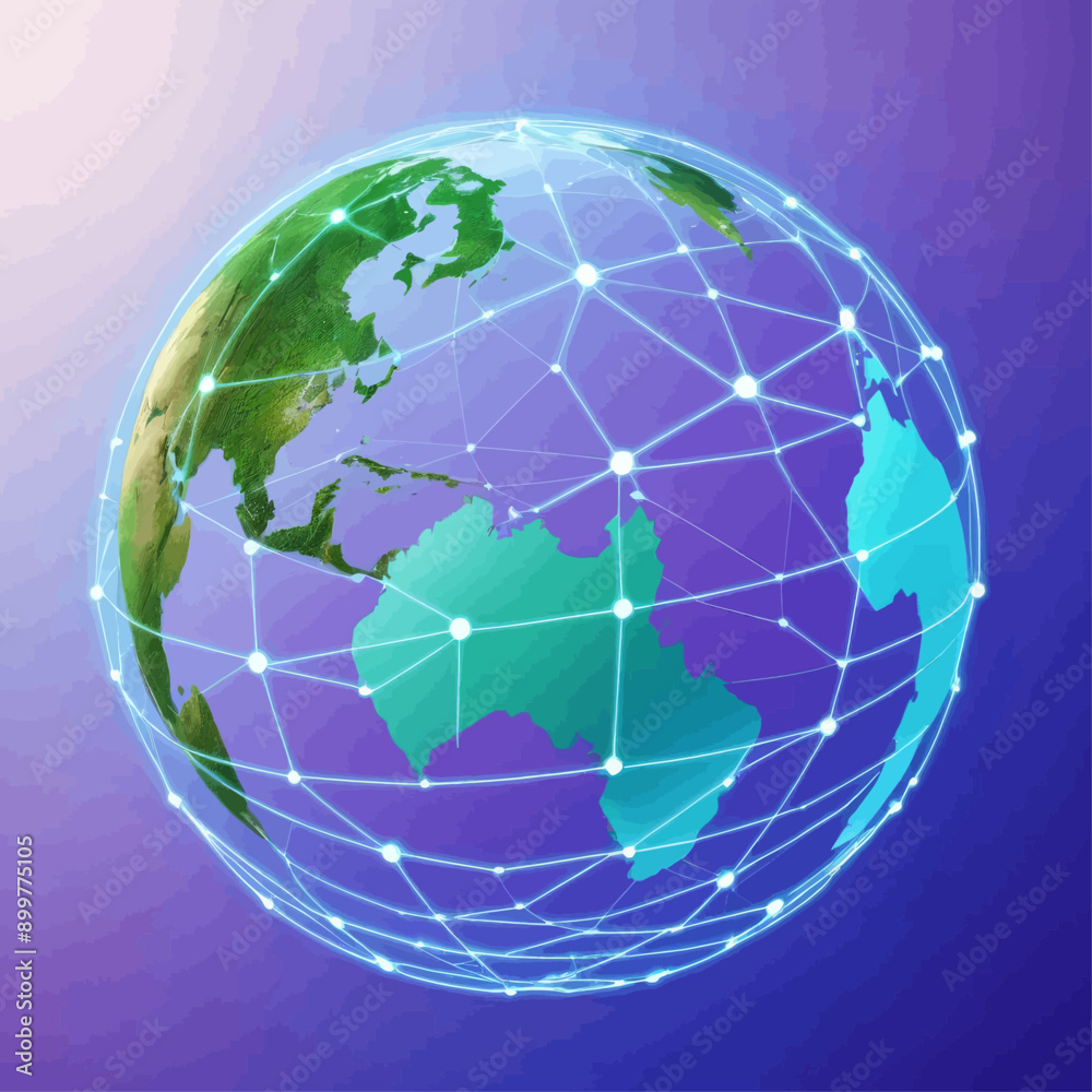 Global Network Concept: A Digital World Map with Connected Continents ...