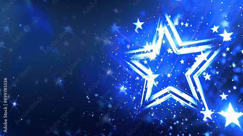 abstract glowing blue star light beams sparkle effects against dark ...