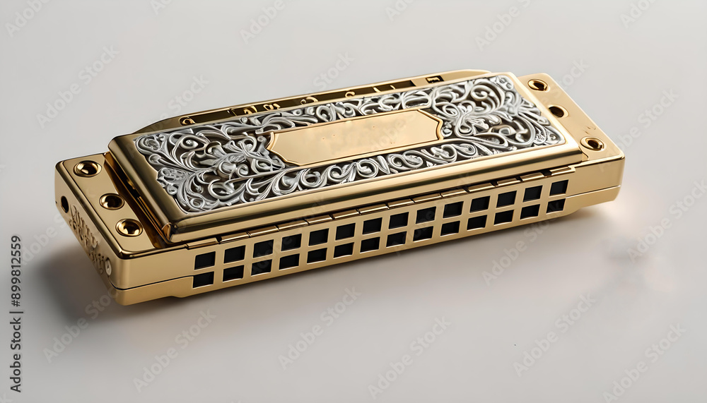 Classic Harmonica Wind Musical Instrument Plain White Background ...