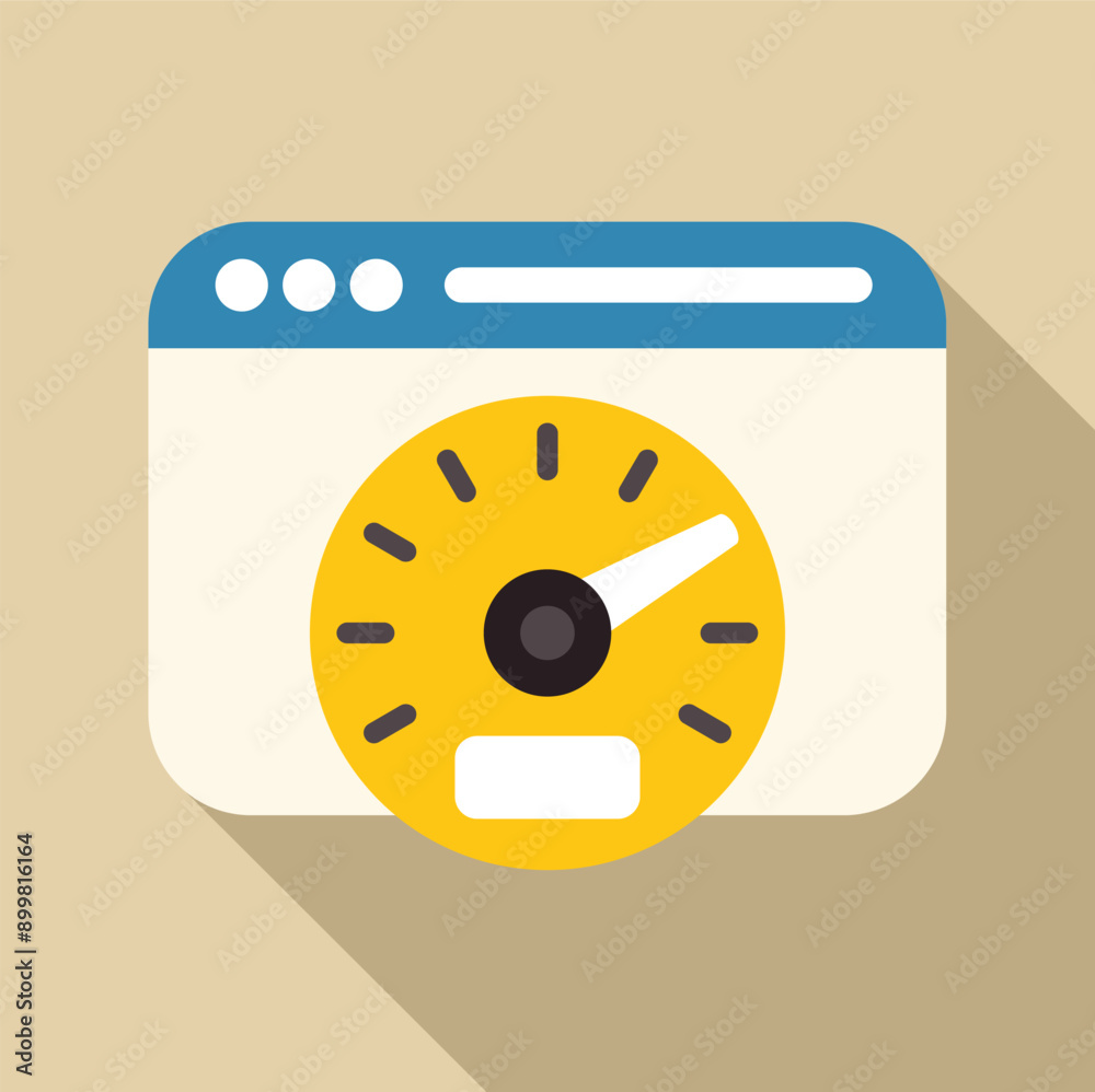 Browser window with speedometer showing internet connection speed test ...