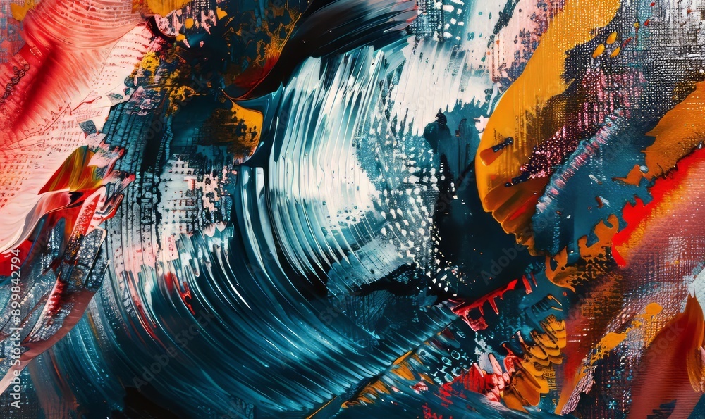 Dynamic, multi-layered oil abstract using sgraffito technique to reveal ...