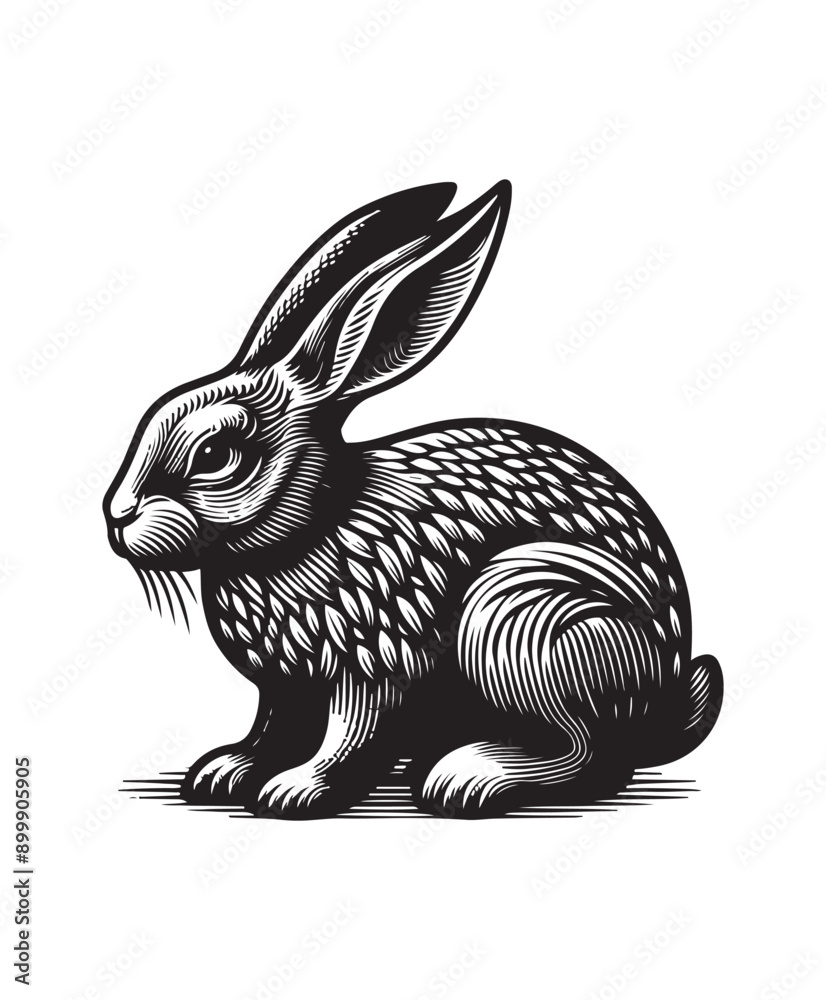 rabbit vector art,graphics rabbits icons set,vintage illustration ...