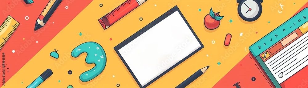 Flat design of a homework tracking sheet with subject icons, task ...