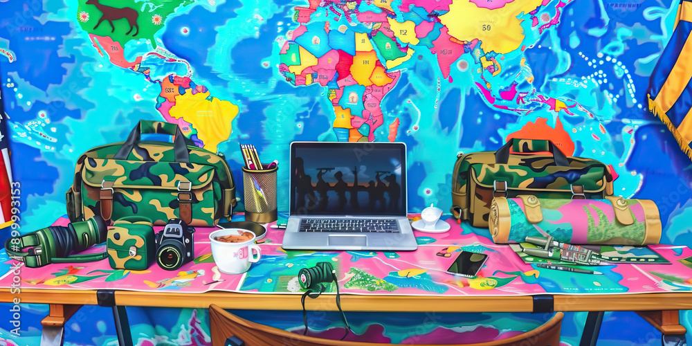 Marine Corps Operations Center: A field-ready desk with a laptop, maps ...